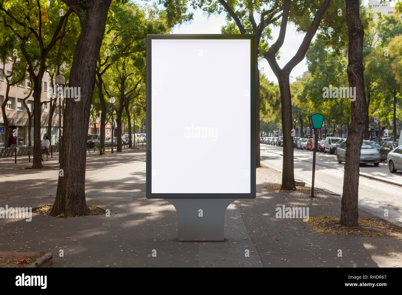 Blank street billboard poster stand on boulevard Stock Photo - Alamy