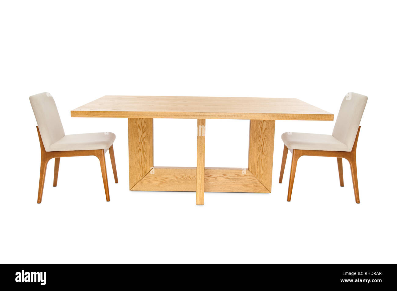 Wooden modern Table with chairs isolated on white background Stock ...