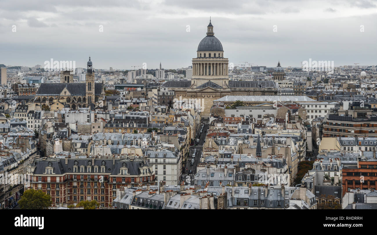 Aerial view of Paris with its typical buildings. Paris is a global ...