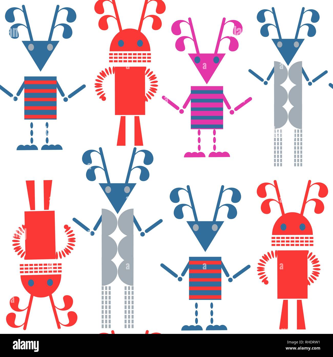 Abstract robots seamless pattern in vector. Cute background in swatch menu Stock Vector Image ...