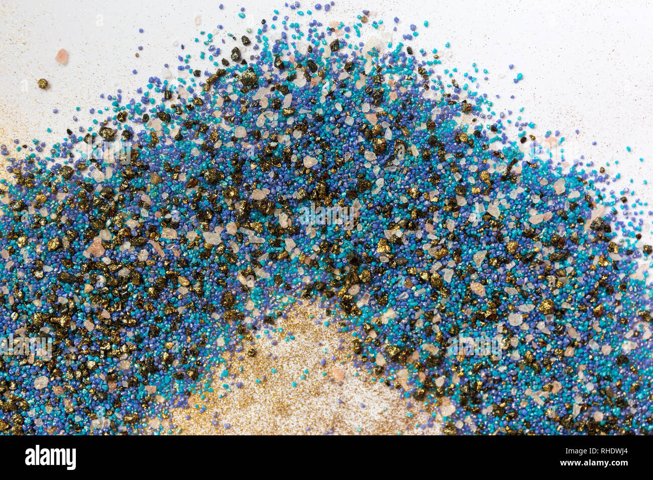 Layered colorful sand pattern. Marble style background. Blue and gold ...