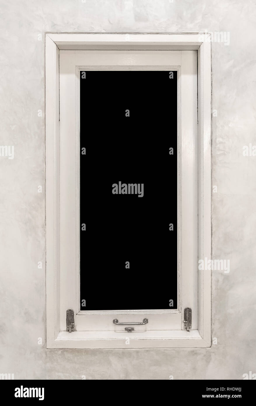 vintage wooden window with empty black space in the middle Stock Photo ...