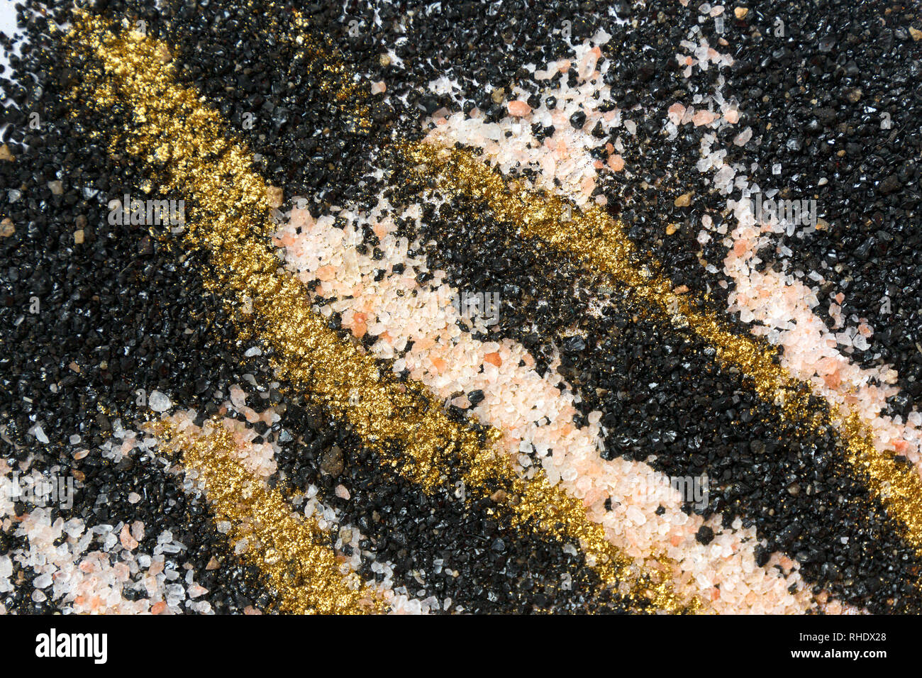 Layered colorful sand pattern. Marble style background. Black, white ...