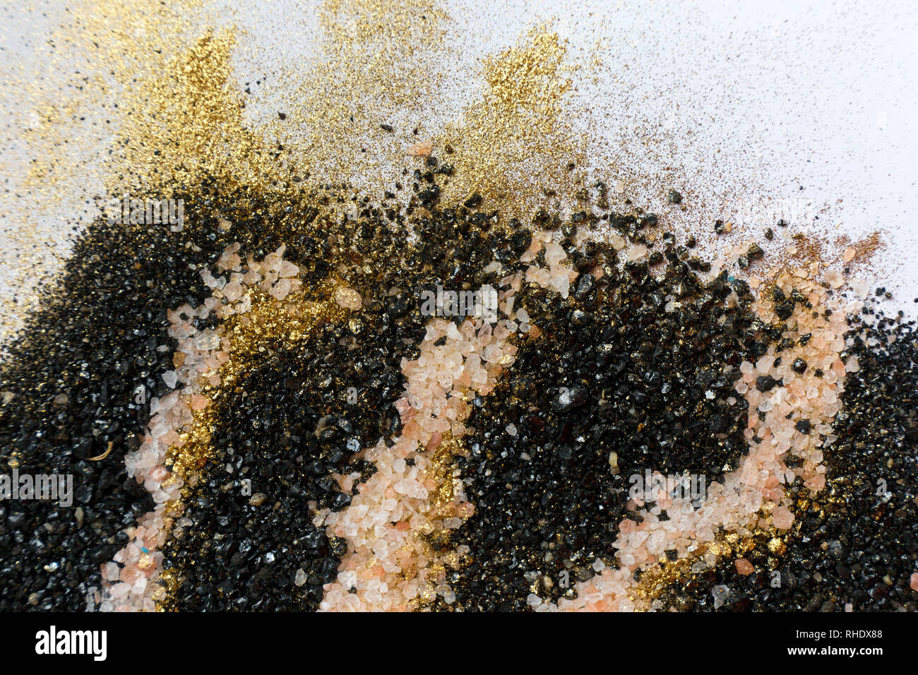 Layered colorful sand pattern. Marble style background. Black, white ...