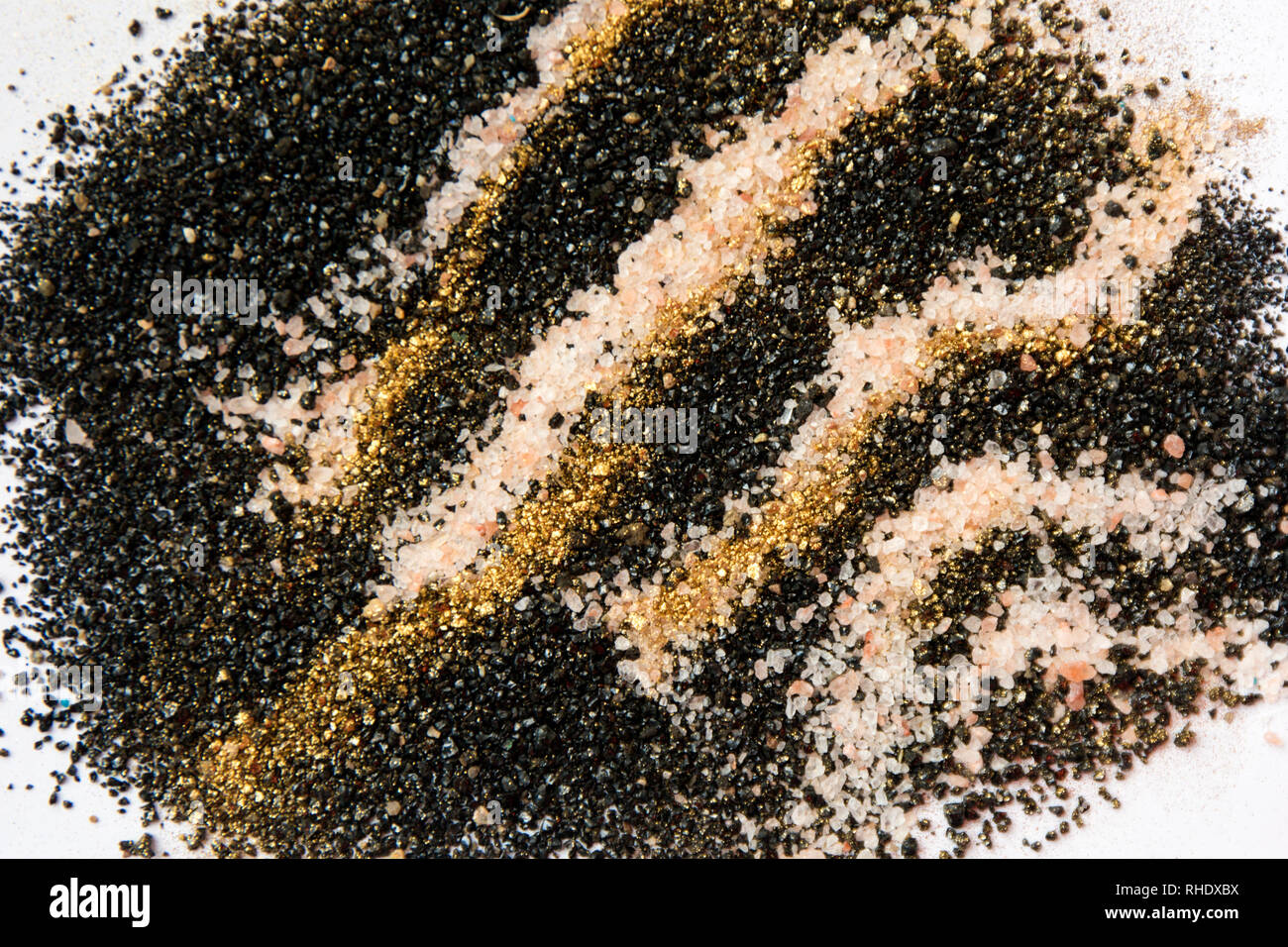 Layered colorful sand pattern. Marble style background. Black, white ...