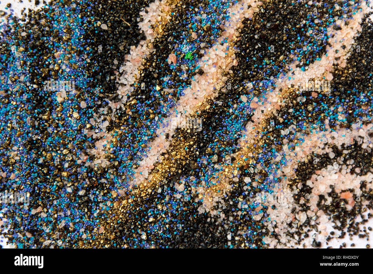 Layered colorful sand pattern. Marble style background. Blue and gold ...