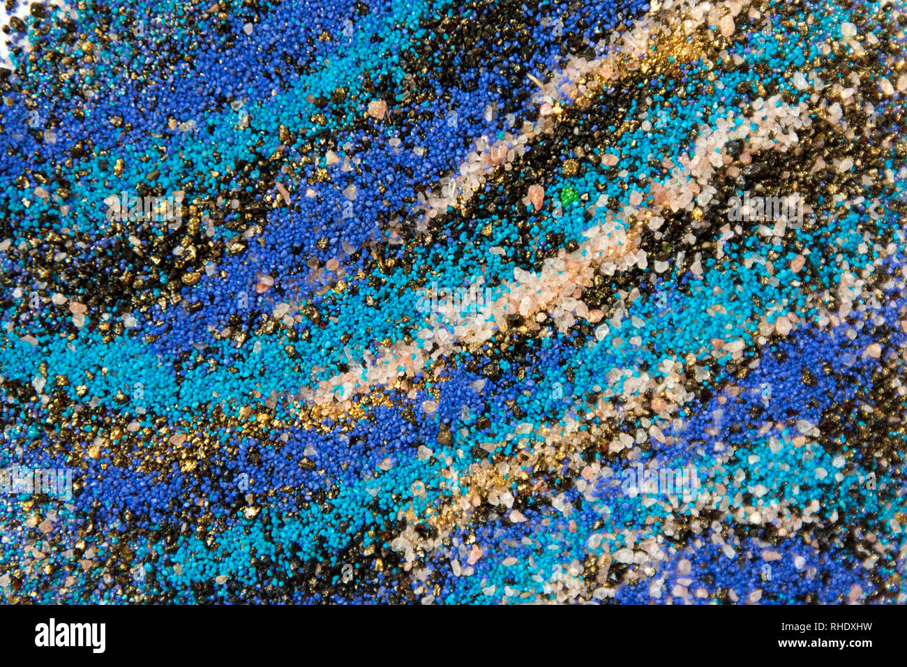 Layered colorful sand pattern. Marble style background. Blue and gold ...