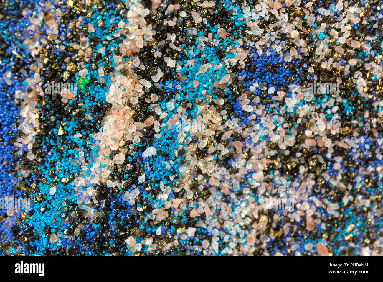Layered colorful sand pattern. Marble style background. Blue and gold ...