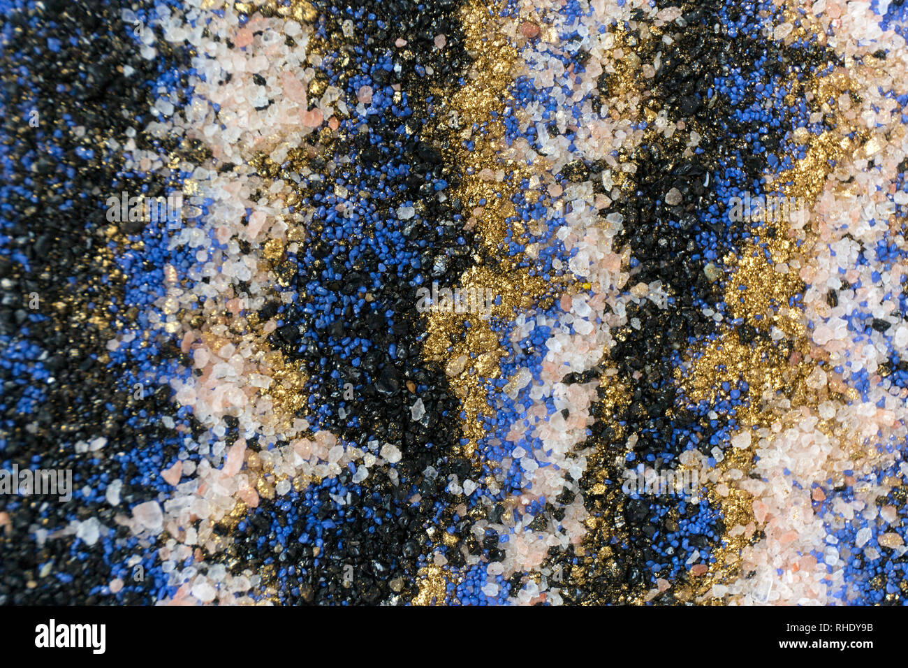 Layered colorful sand pattern. Marble style background. Blue and gold ...