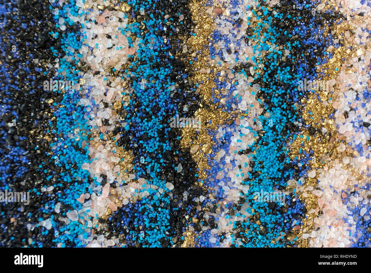 Layered colorful sand pattern. Marble style background. Blue and gold ...