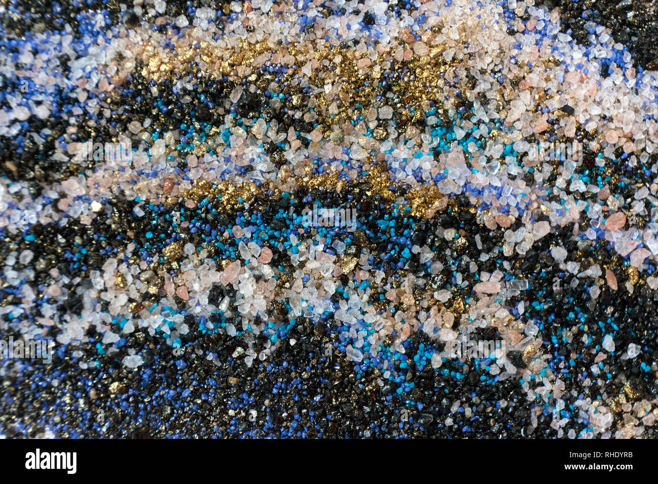 Layered colorful sand pattern. Marble style background. Blue and gold ...