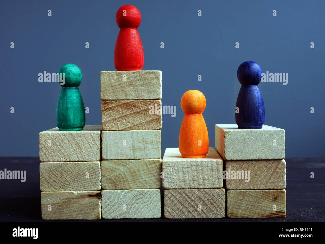 Employee evaluation. Blocks from wood and figurines. Performance review ...