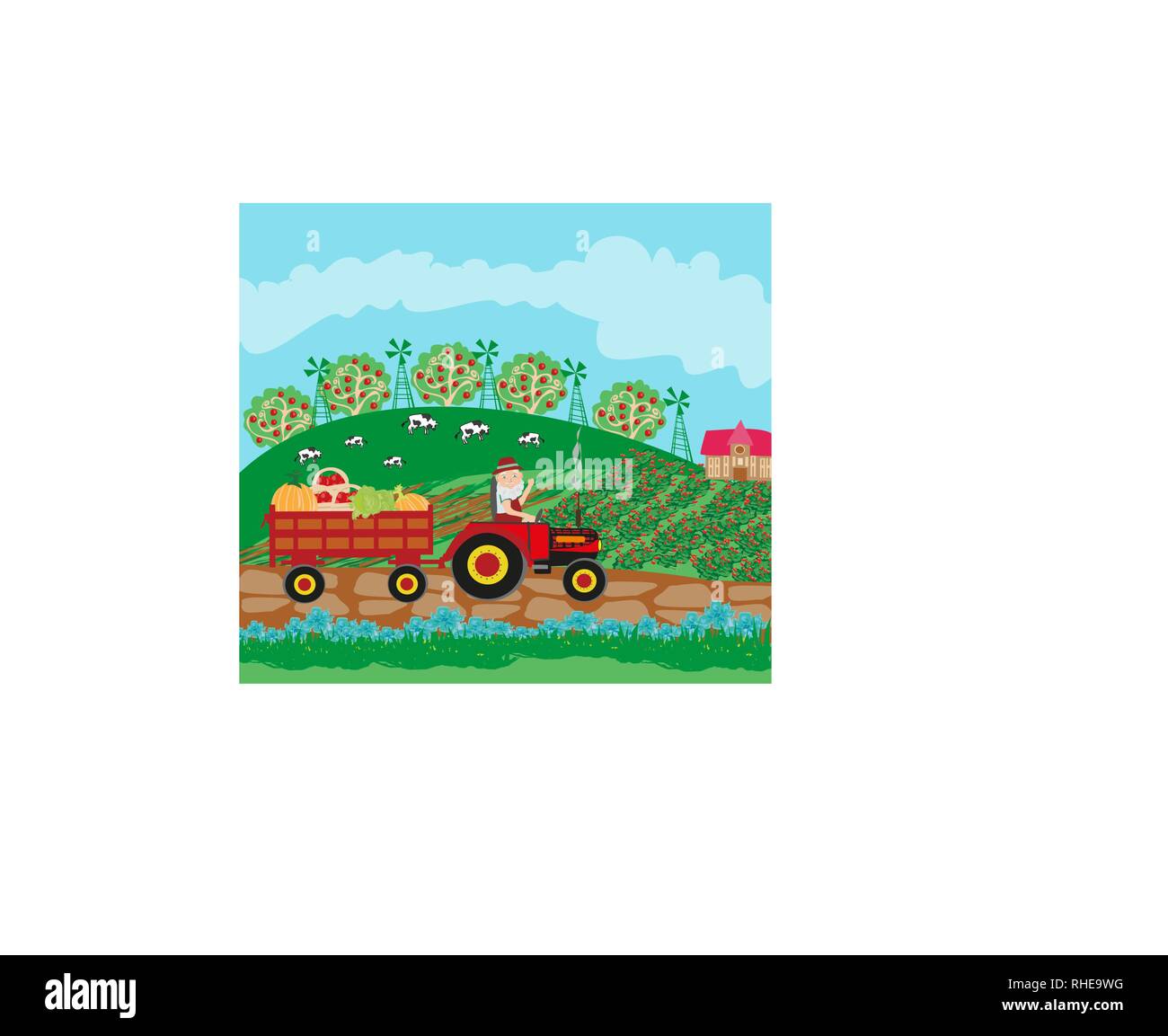 Corn field on farm sunset Stock Vector Images - Alamy