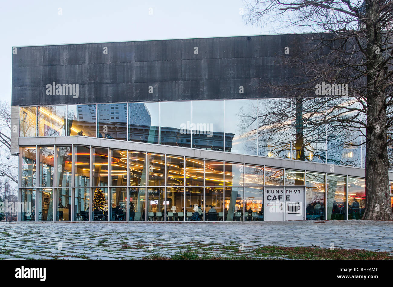 Rotterdam, The Netherlands, December 15, 2018: west facade of Kunsthal ...