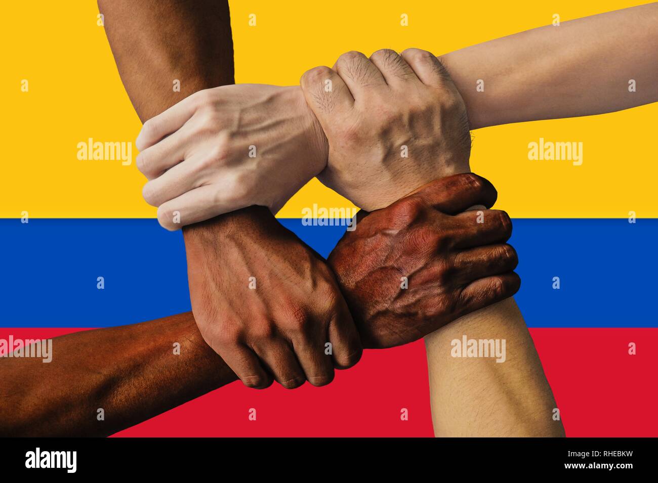 Colombia flag multicultural group of young people integration diversity ...