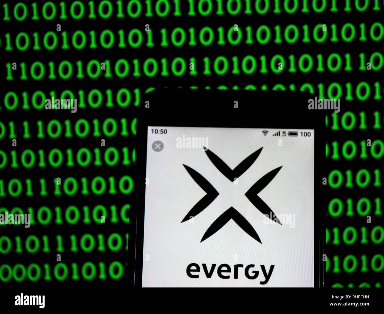 Evergy Electric services company logo seen displayed on smart phone ...