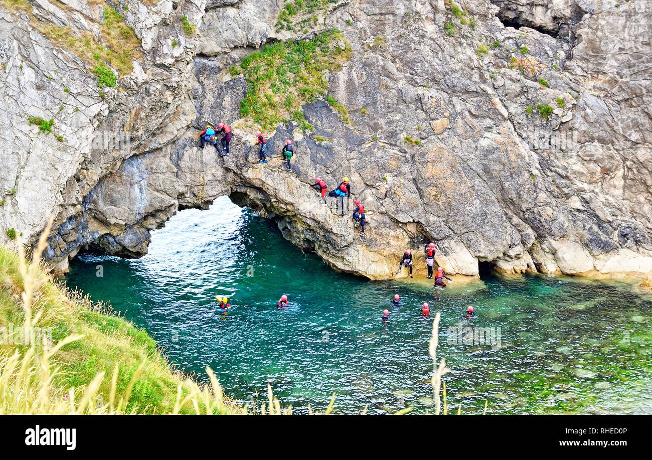 Rock climbing, tombstoning, swimming, and orienteering at Lulworth Cove ...