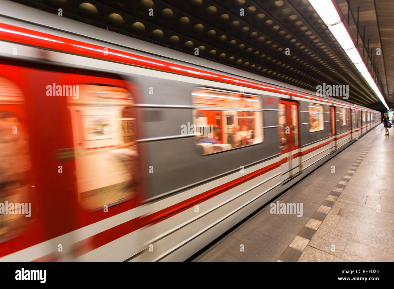 PRAGUE, CZECH REPUBLIC - JUNE 7, 2017: A metro underground station of ...