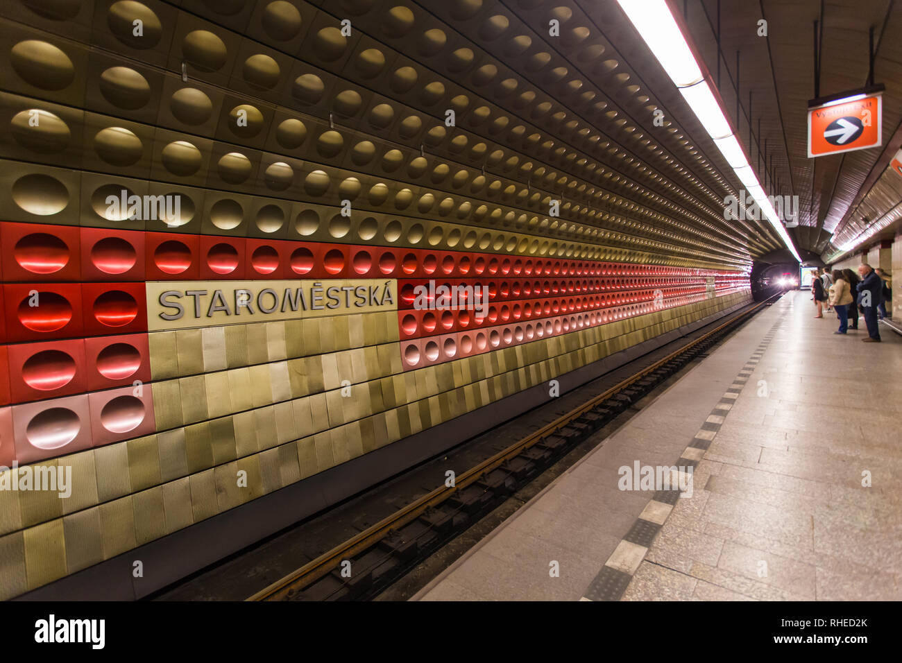 PRAGUE, CZECH REPUBLIC - JUNE 7, 2017: A metro underground station of ...