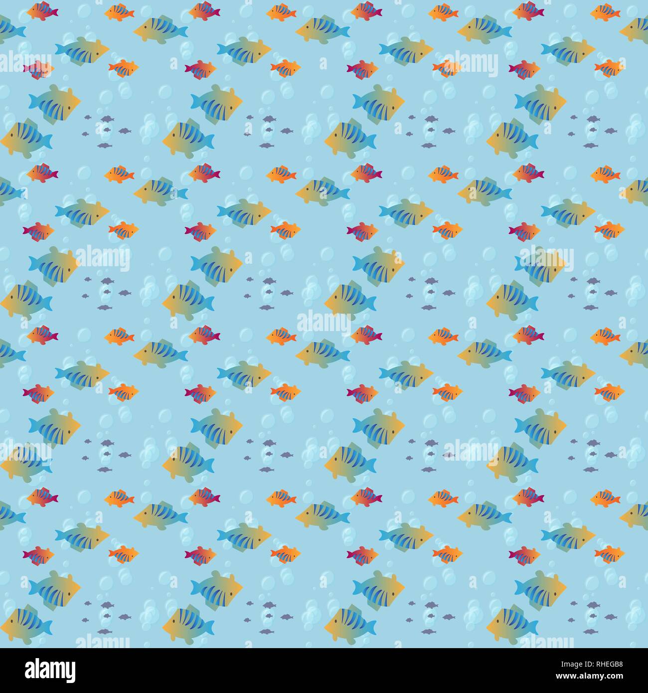 Vector seamless pattern with cute ornamental fish. Summer sea ...