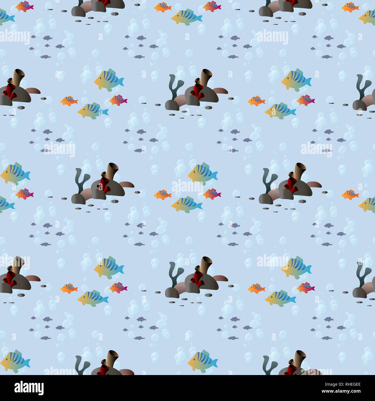 Beautiful seamless vector tropical pattern with fish and corals ...