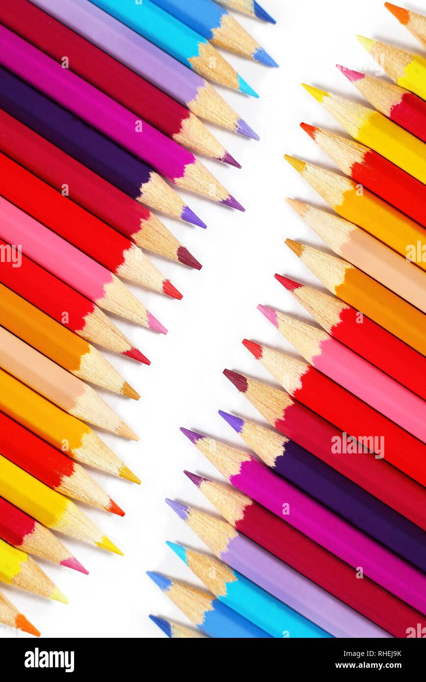 Assortment color pencils isolated on white background Stock Photo - Alamy