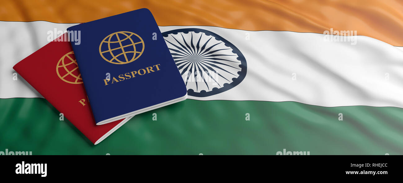 Travelling to India, immigration or tourism. Two passports on Indian ...