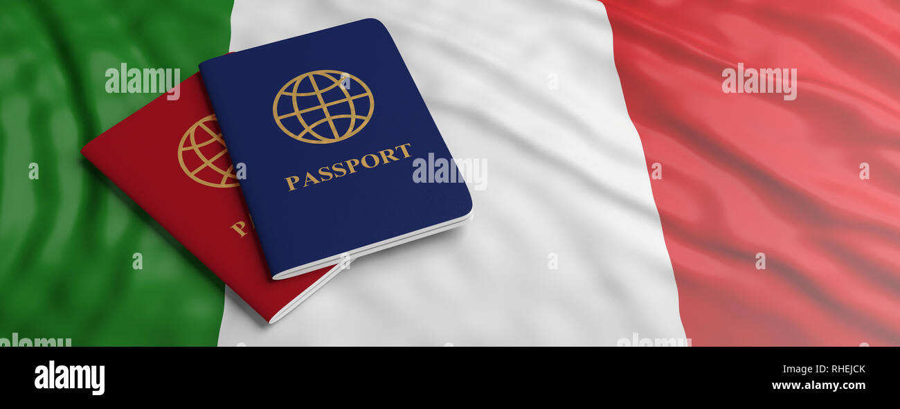Travelling to Italy, immigration or tourism. Two passports on Italian ...