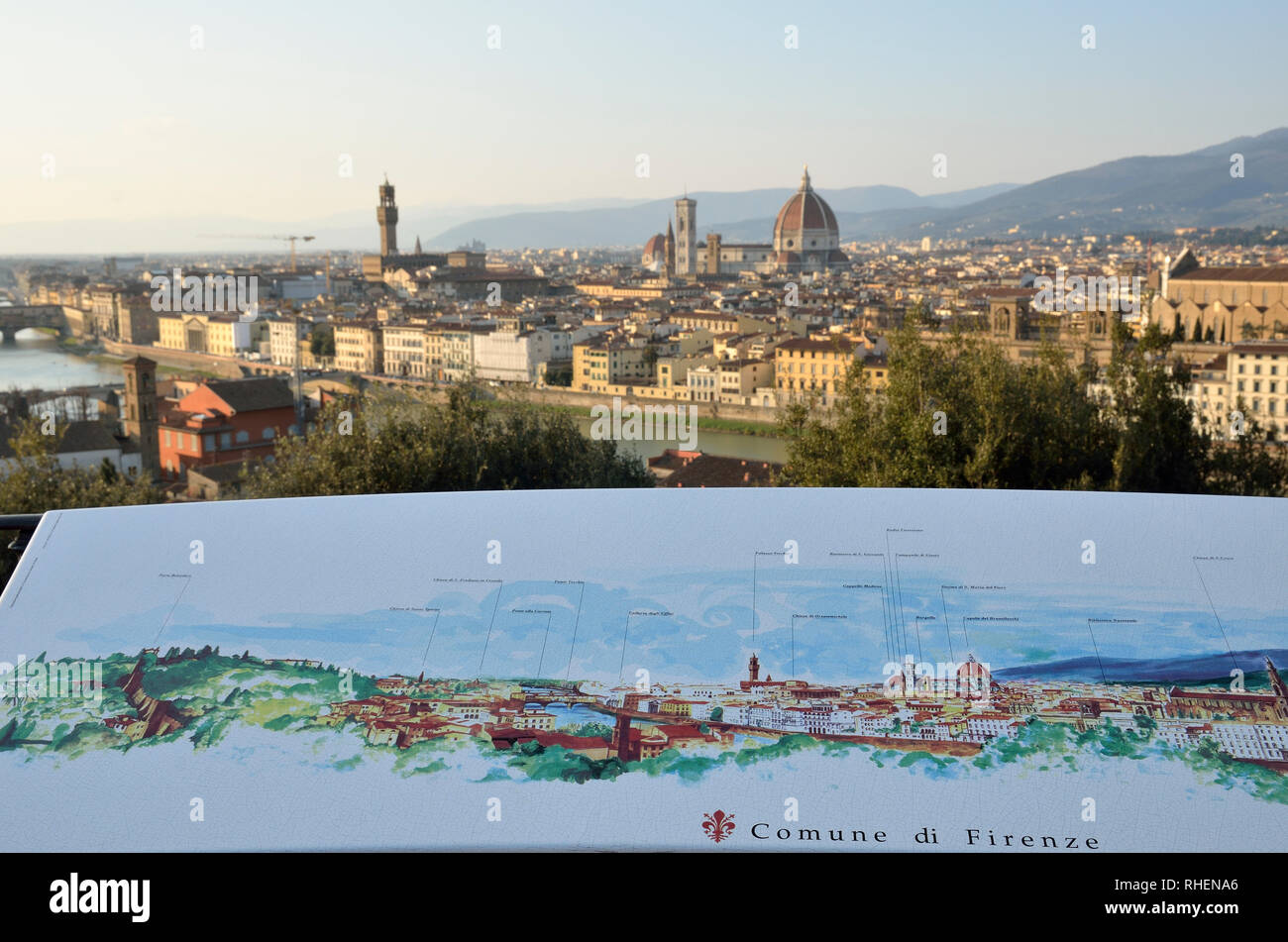 Panoramic view of Florence seen from Piazzale Michelangelo, Florence ...