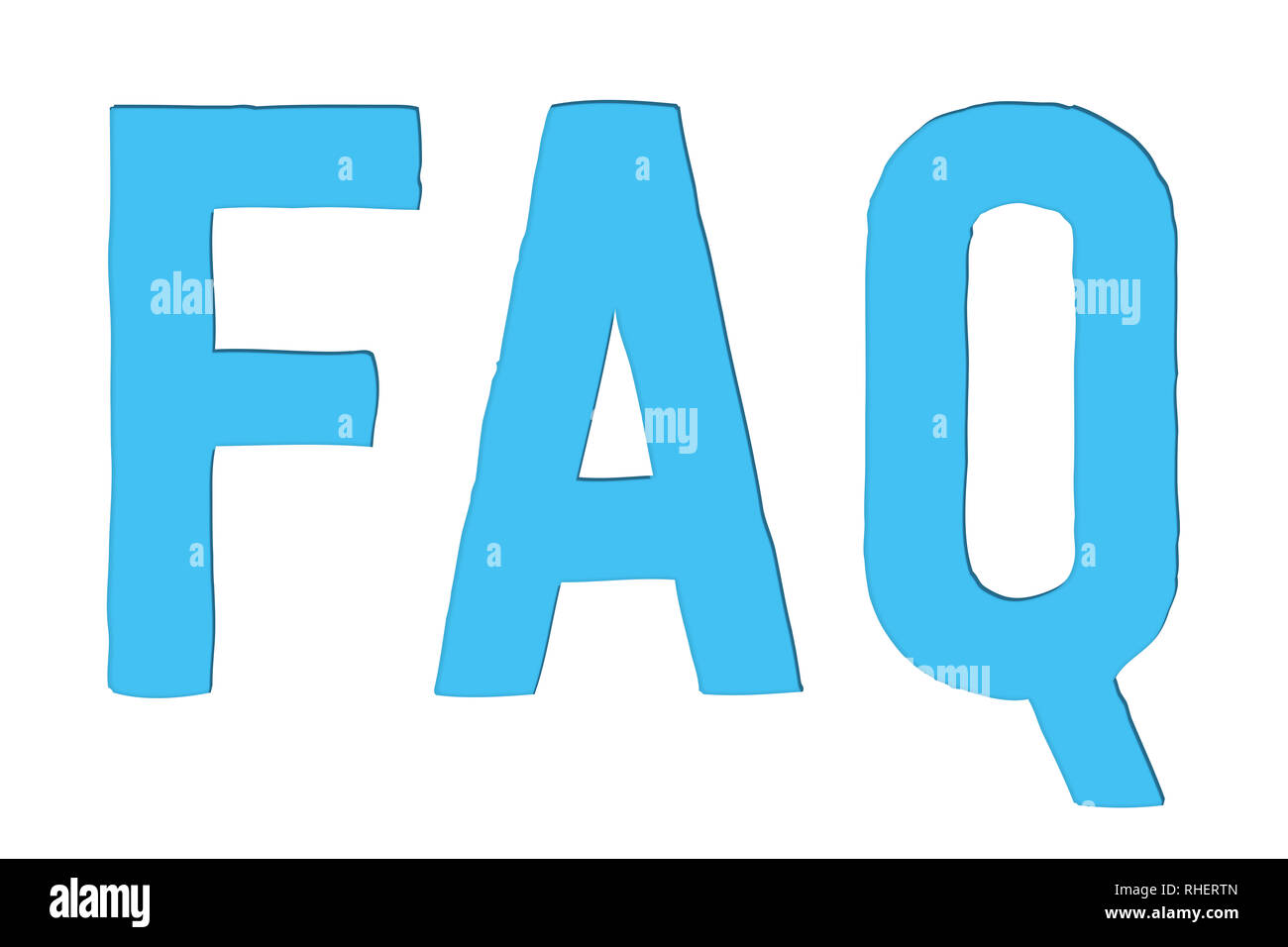 FAQ (Frequently Asked Questions) abbreviation word text in light blue ...