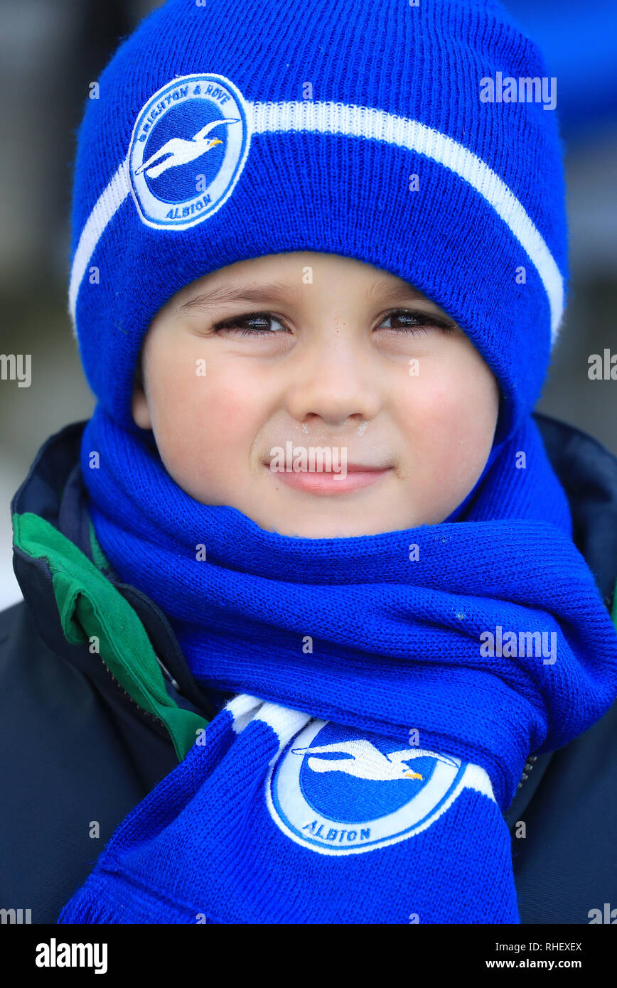 A young Brighton and Hove Albion fan before the Premier League match at ...