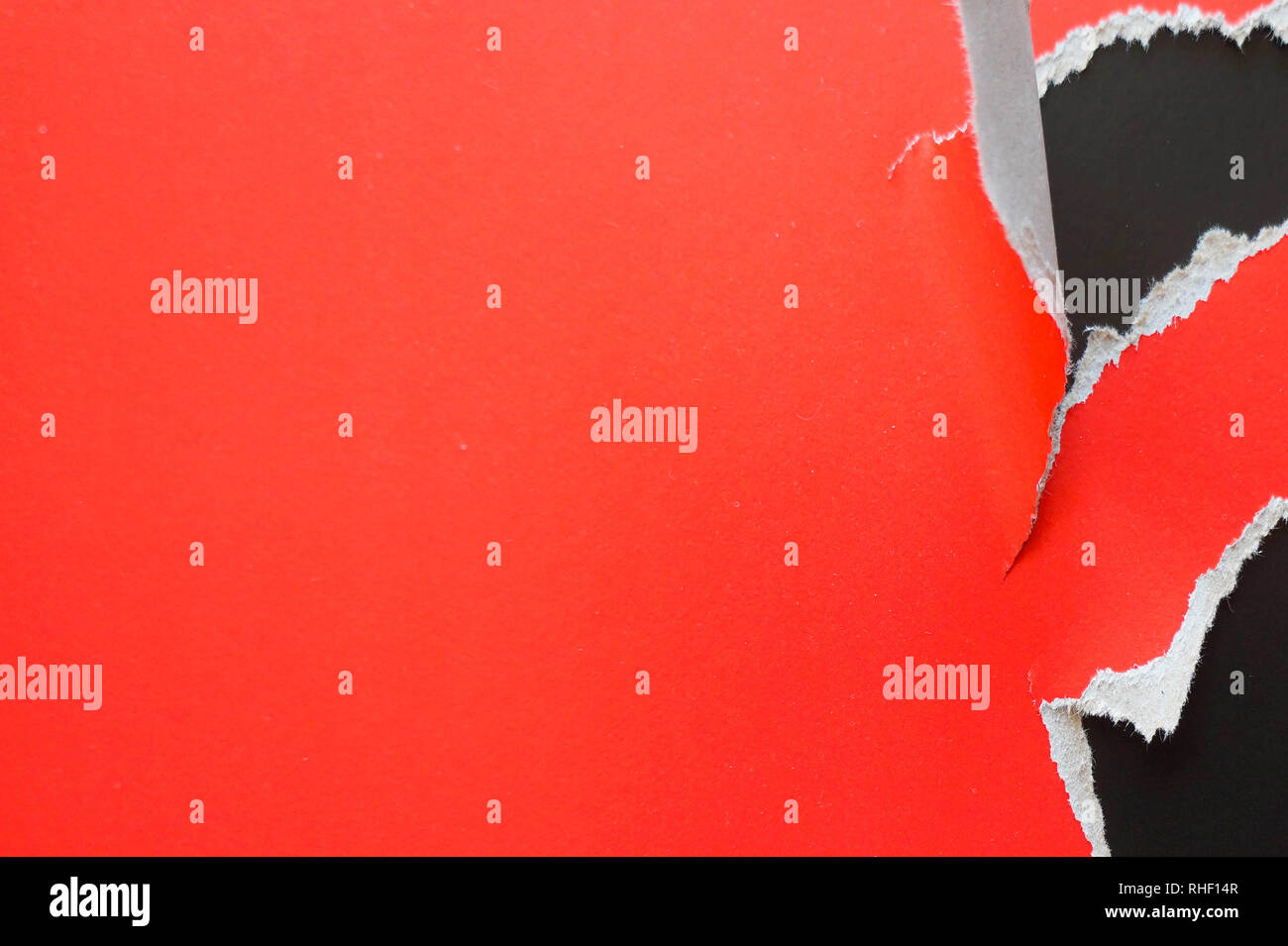 Unique flat lay background with color fragmentary paper. Red and black ...