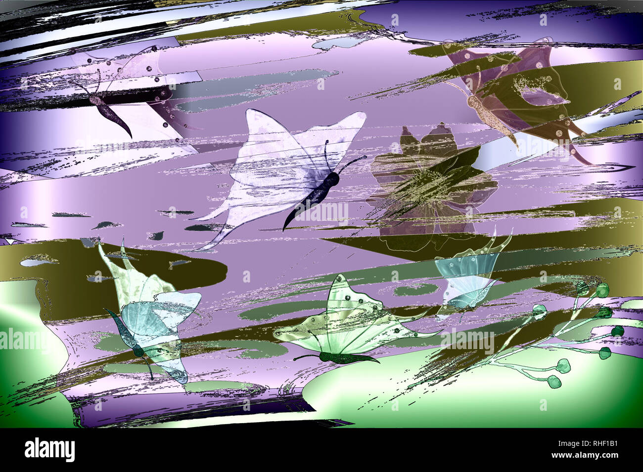 Abstract image of different air butterflies on the background of ...