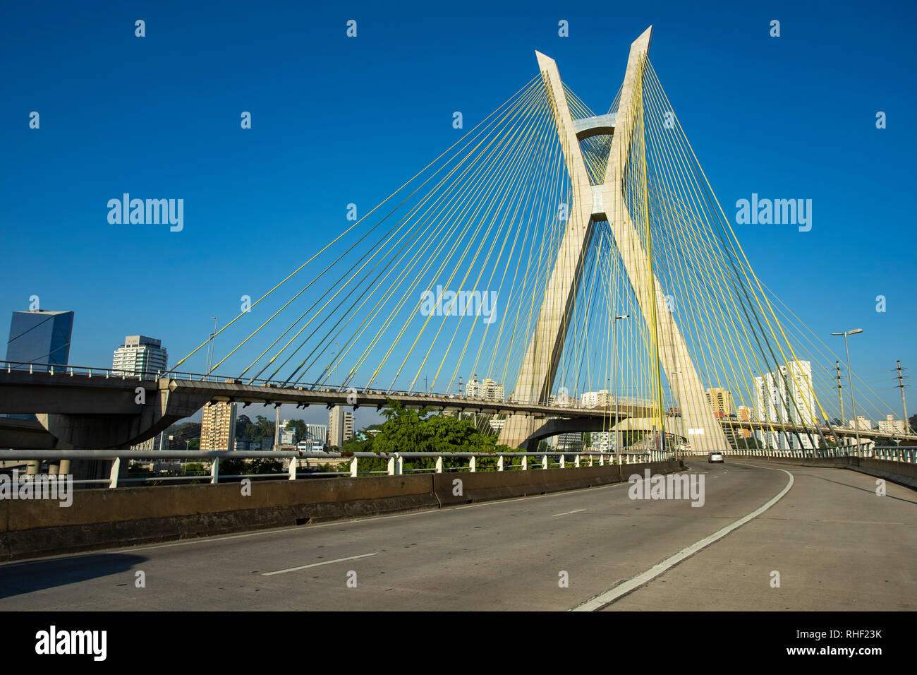 Cable-stayed bridge in the world. Sao Paulo Brazil, South America, the ...