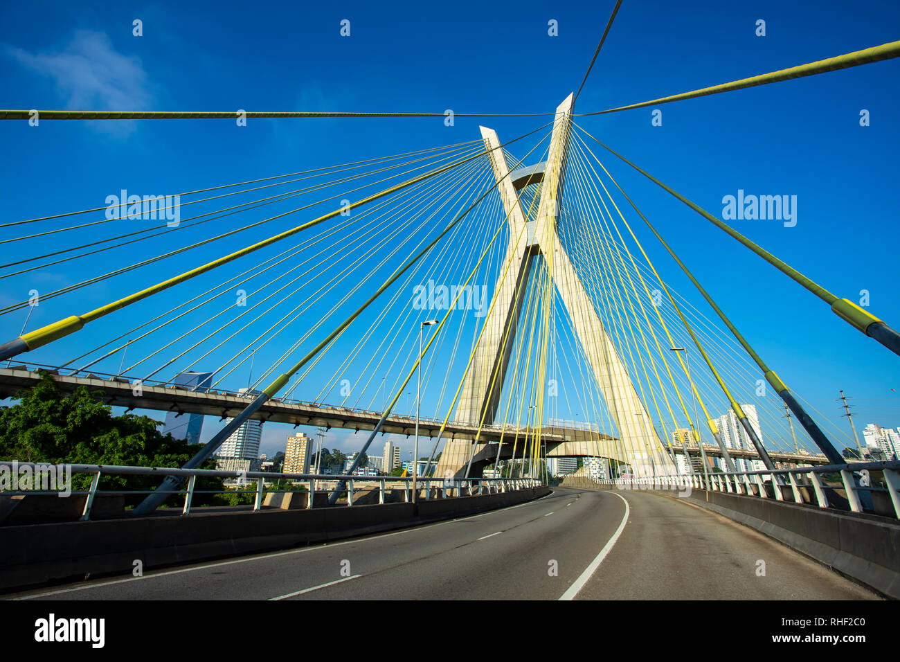 Cable-stayed bridge in the world. Sao Paulo Brazil, South America, the ...