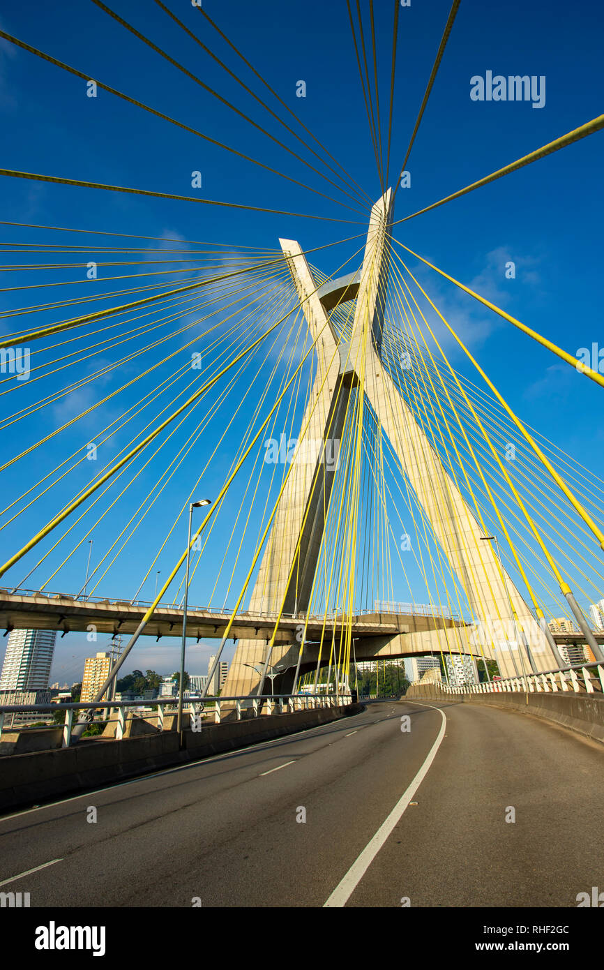 Cable-stayed bridge in the world. Sao Paulo Brazil, South America, the ...