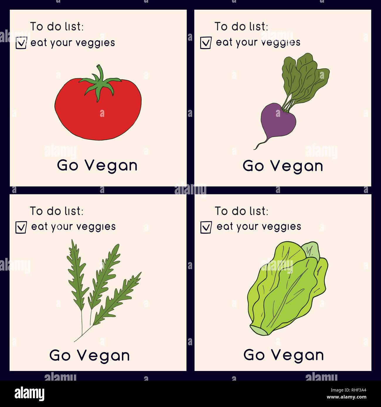 Happy Vegan day cards. Doodle style illustration. Greeting cards with ...