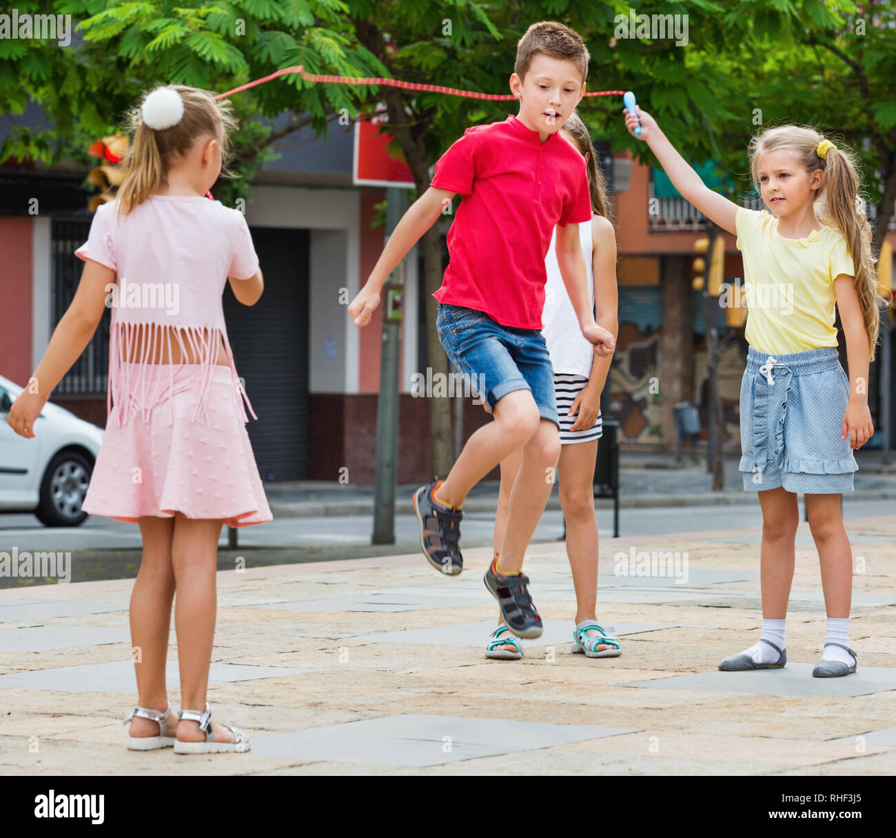 Rope jumping in elementary school hi-res stock photography and images ...