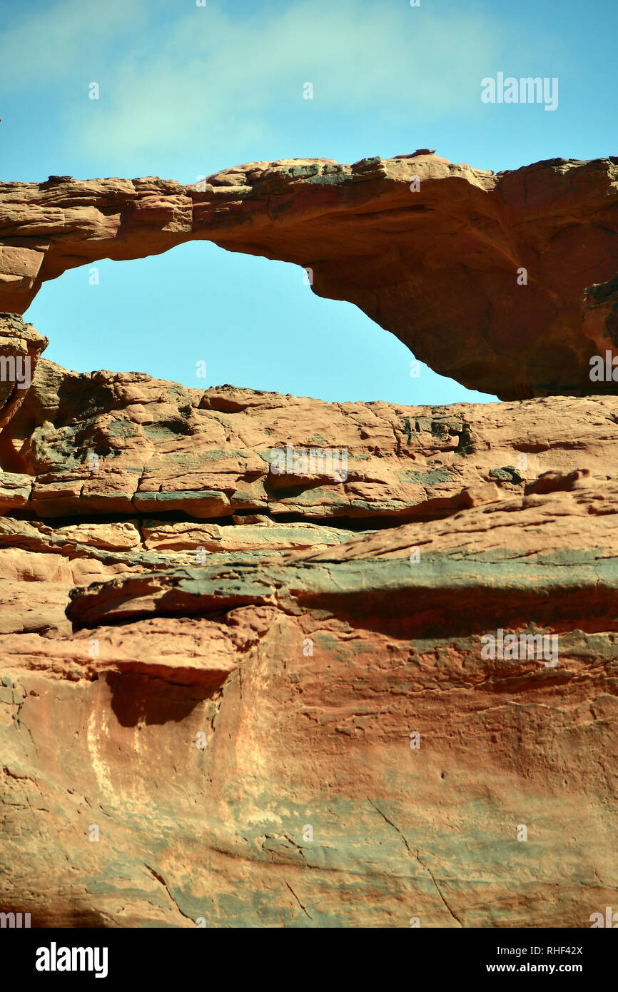 Little stone bridge in Wadi Rum desert. The protected area listed as ...