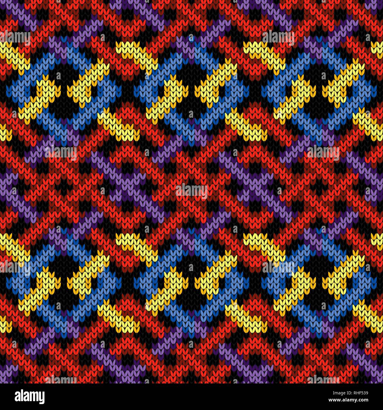 Contrast knitted seamless ornate pattern with interlacing lines in red ...