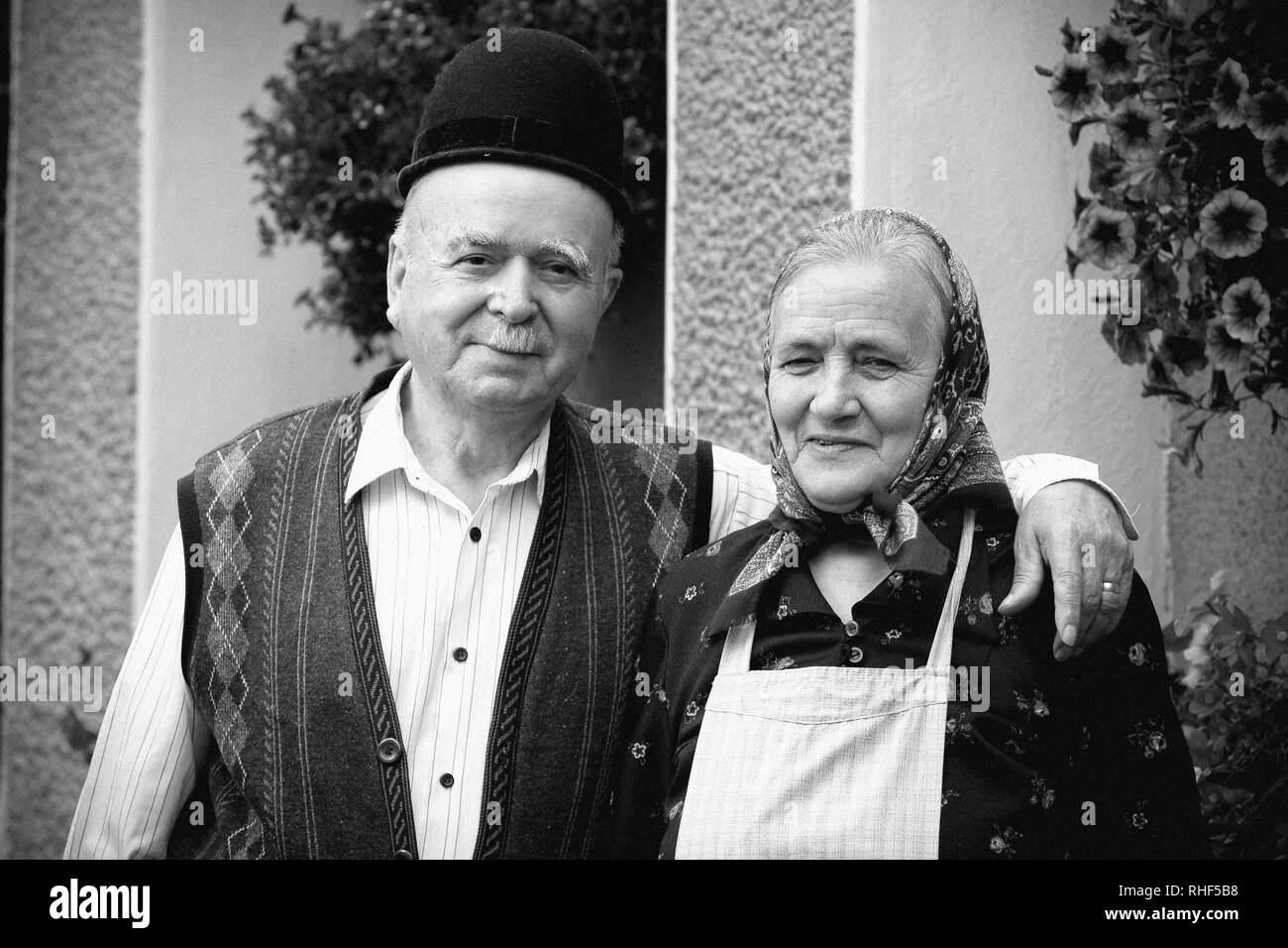 Portrait Of A Very Old Couple At Country Side Smiling And Having Fun 9559