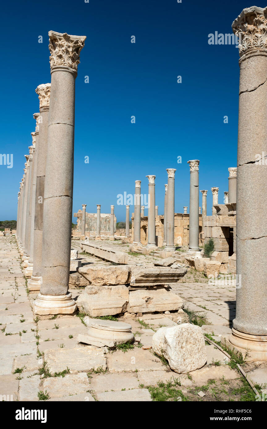 Archaeological site of Leptis Magna, Libya - 10/30/2006: The Marketplace in the ancient Roman ...