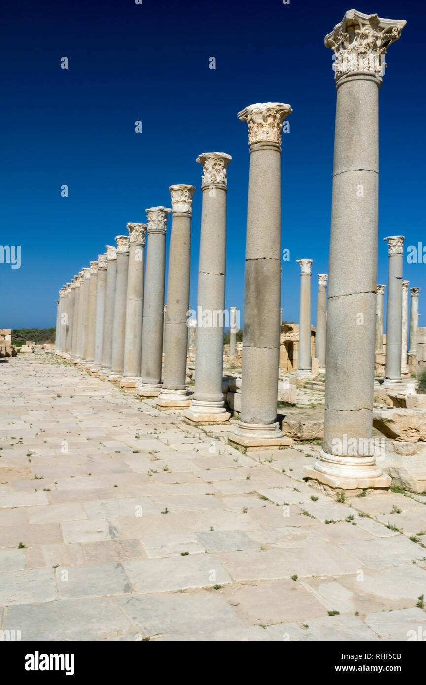 Archaeological site of Leptis Magna, Libya - 10/30/2006: The Marketplace in the ancient Roman ...