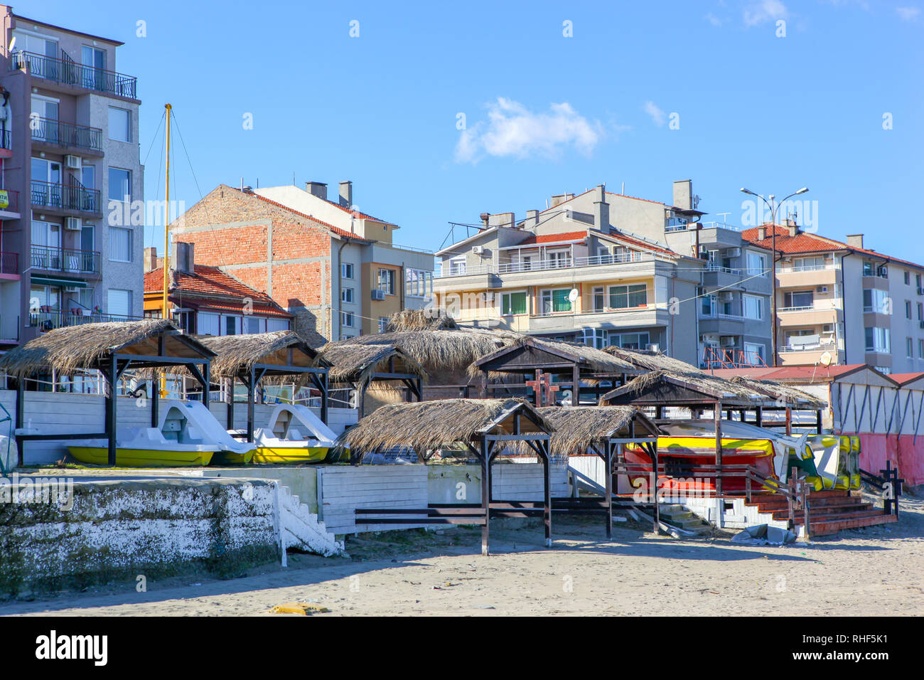 Pomorie, Bulgaria - Februari 01, 2019: View from the town of Pomorie ...