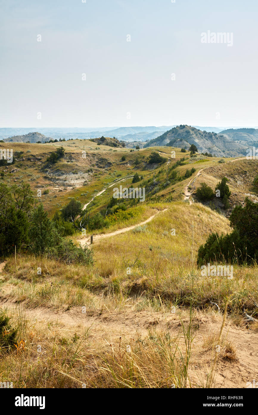 Ridgeline hiking trail in Theodore Roosevelt National Park, North ...