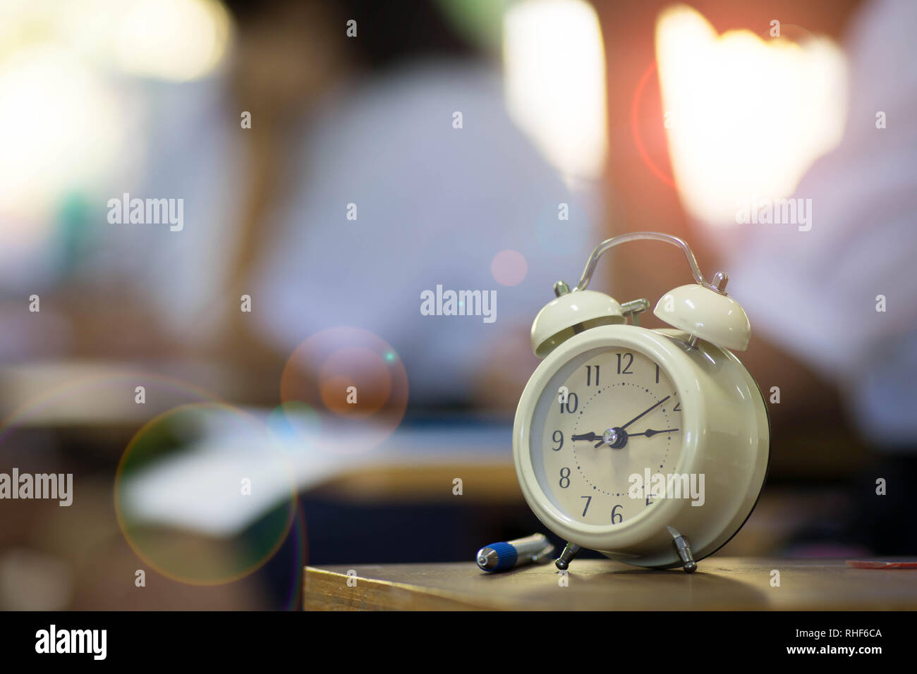 The clock is used to see the time students take exam in the classroom ...