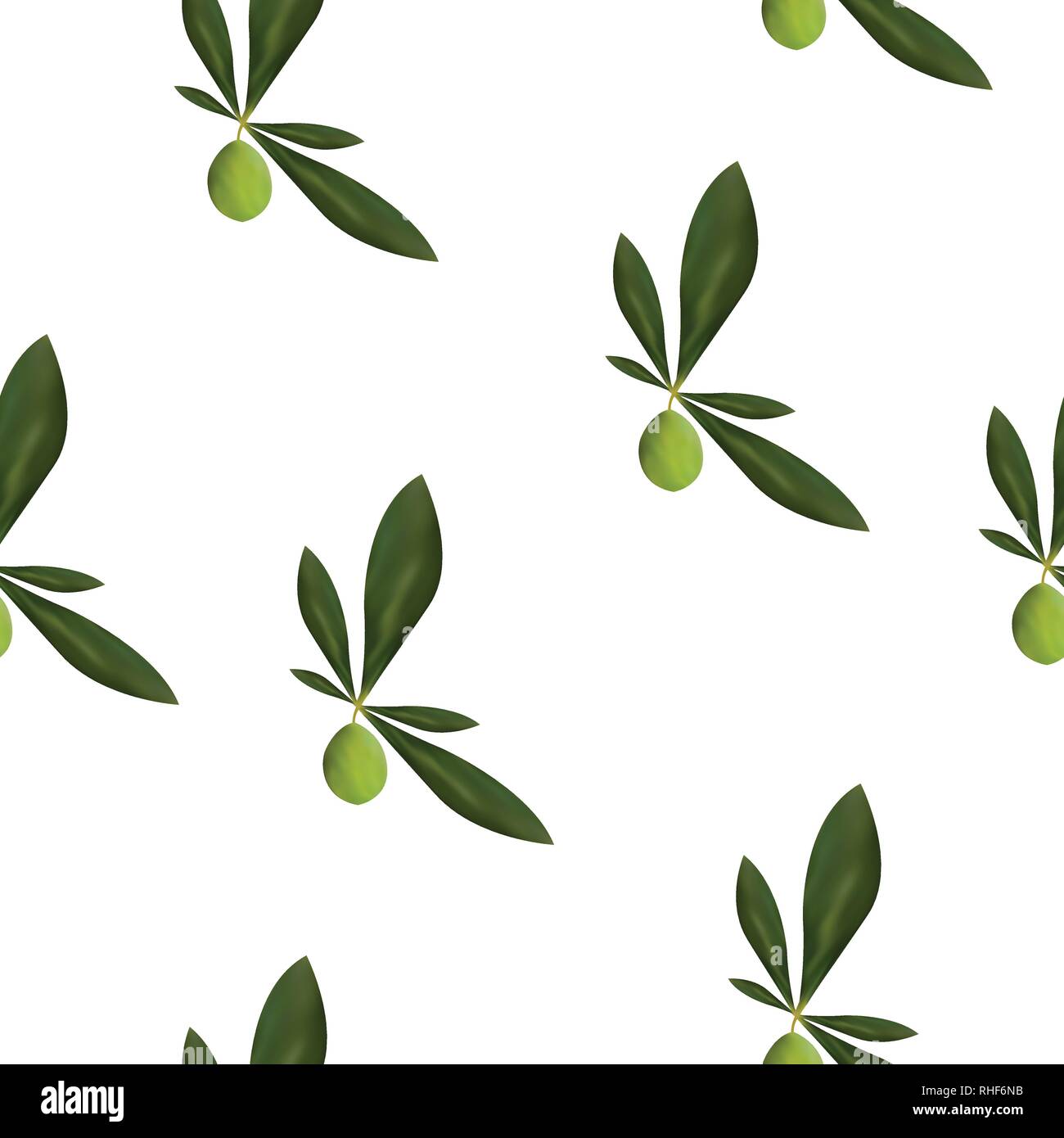 seamless pattern with olive tree vector - green floral pattern Stock ...