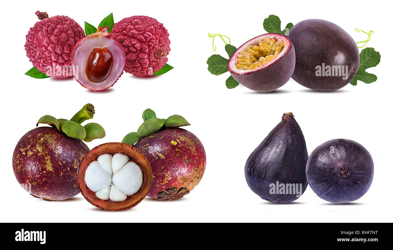 Collection of exotic fruits isolated on a white background Stock Photo ...