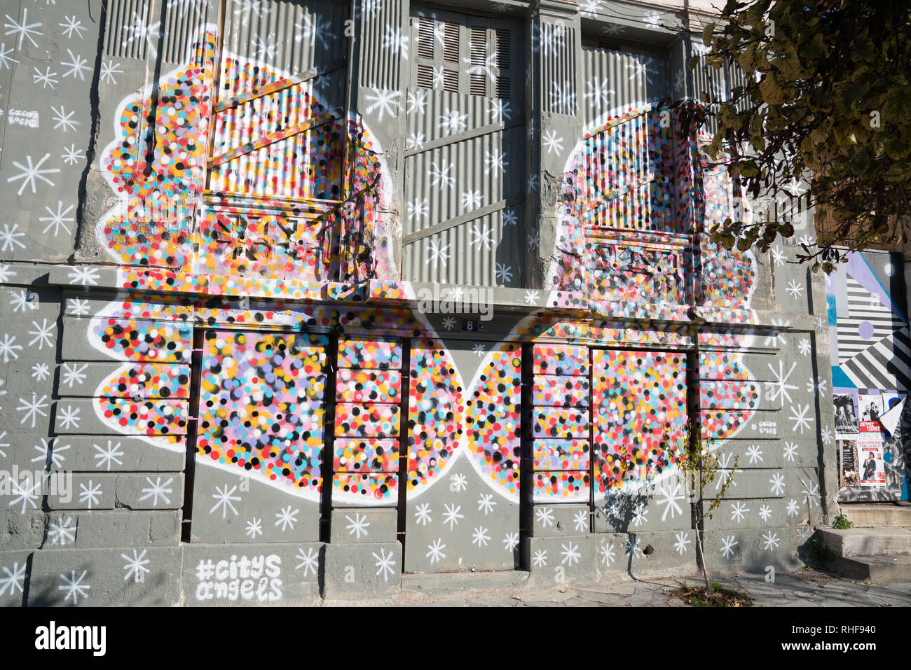 Cacao Rocks City Angels street art #citysangels Stock Photo - Alamy