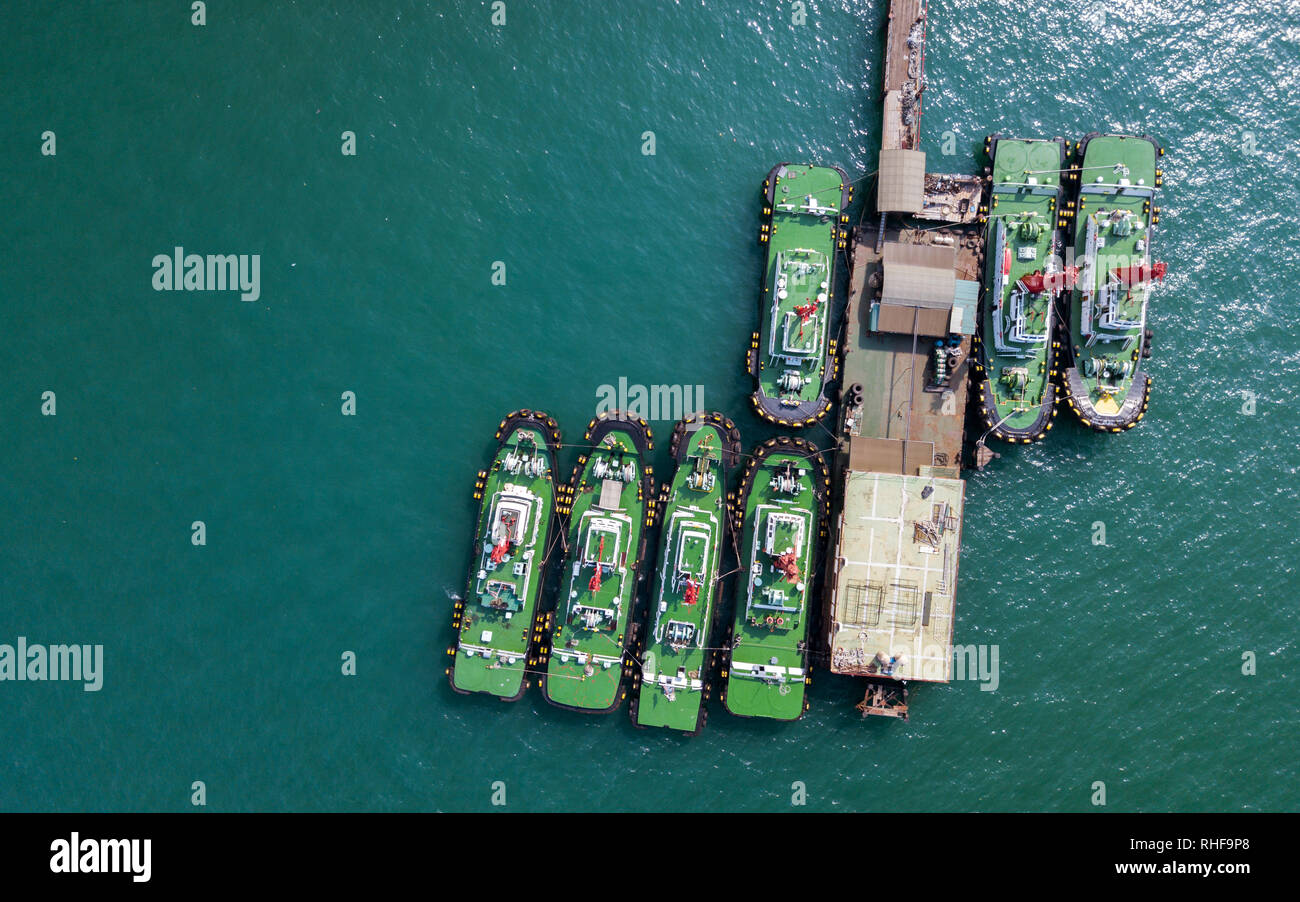 Aerial view of Sriracha industrial port, Chonburi, Thailand Stock Photo ...